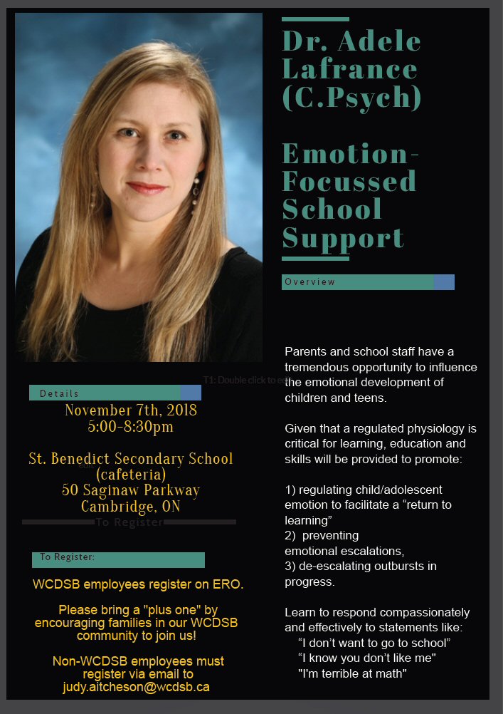 Emotion-Focused School Support - An Evening with Dr. Adele Lafrance
