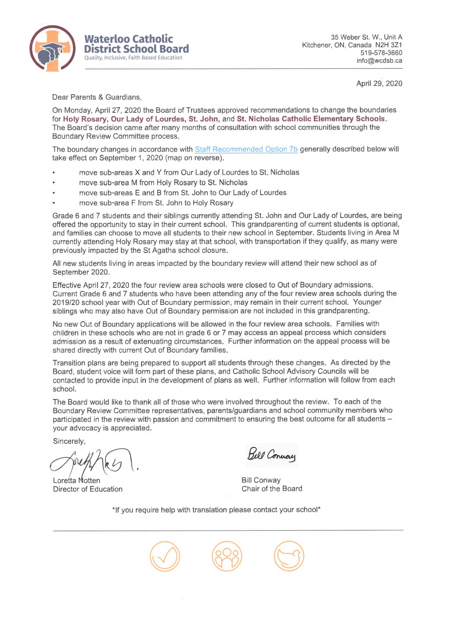 Letter to Parents Regarding St. John CES Boundary Review