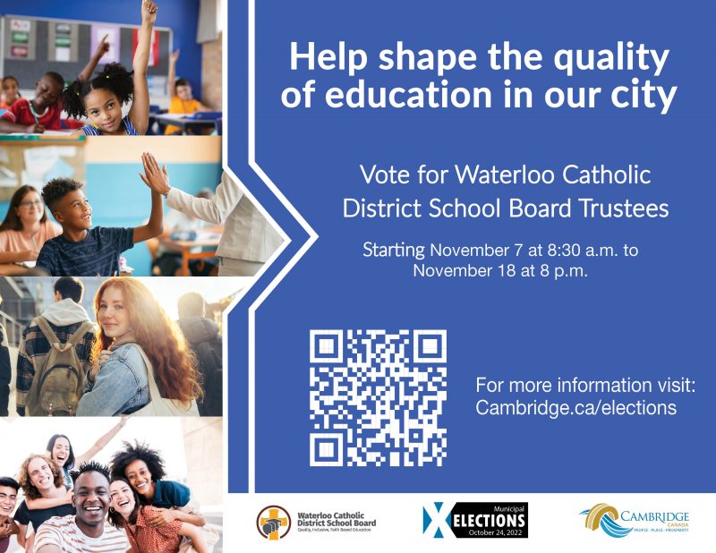 WCDSB Trustee Election Resumes in Cambridge on November 7, 2022